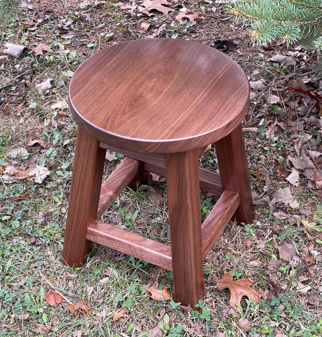 Black Walnut, Round Top Stool, 12" D X 16" - 18" - 20" High, Solid Wood ...
