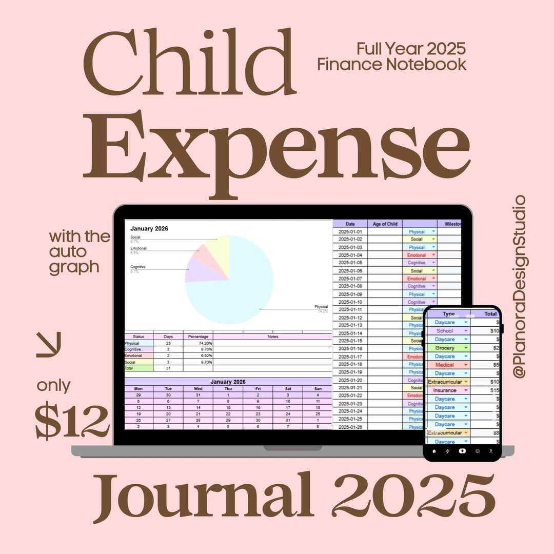 Child Expense Journal 2025 – Printable Co-parenting Notebook for Shared ...