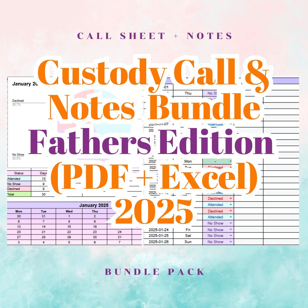 Custody Tracker Spreadsheet 2025 – Editable Google Sheets & Excel Log ...