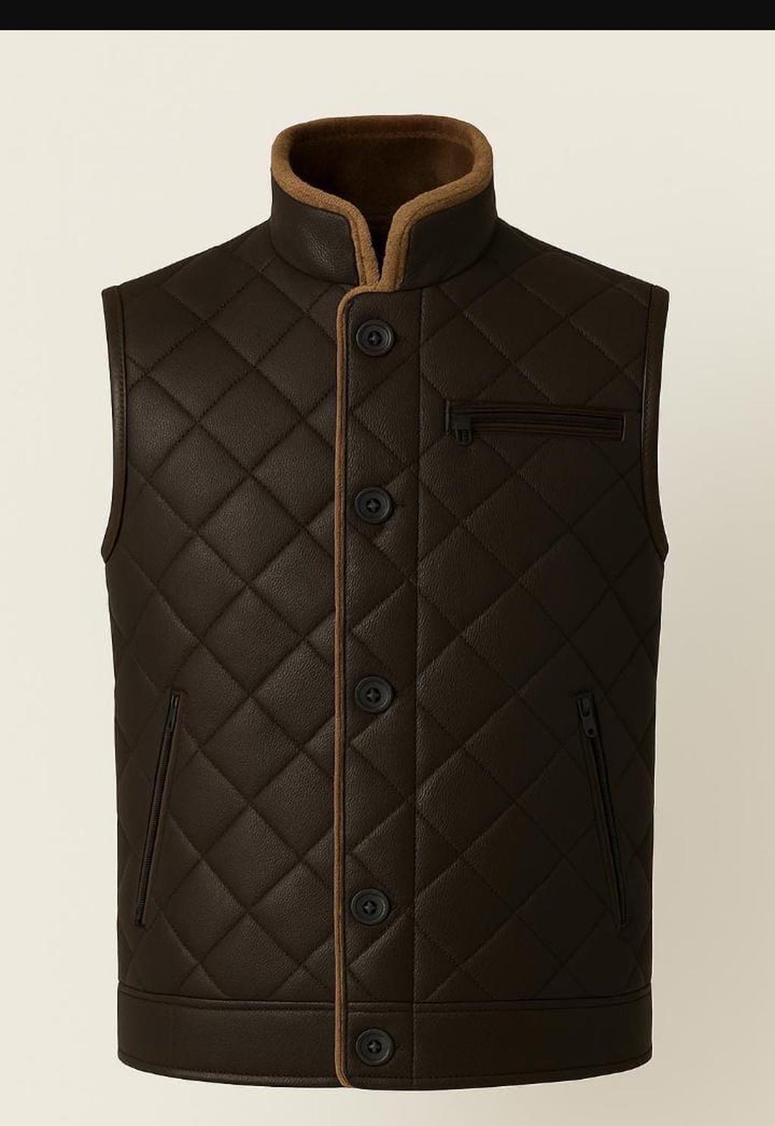 Men's Shearling Vest, Genuine Sheepskin Leather Gilet - Etsy