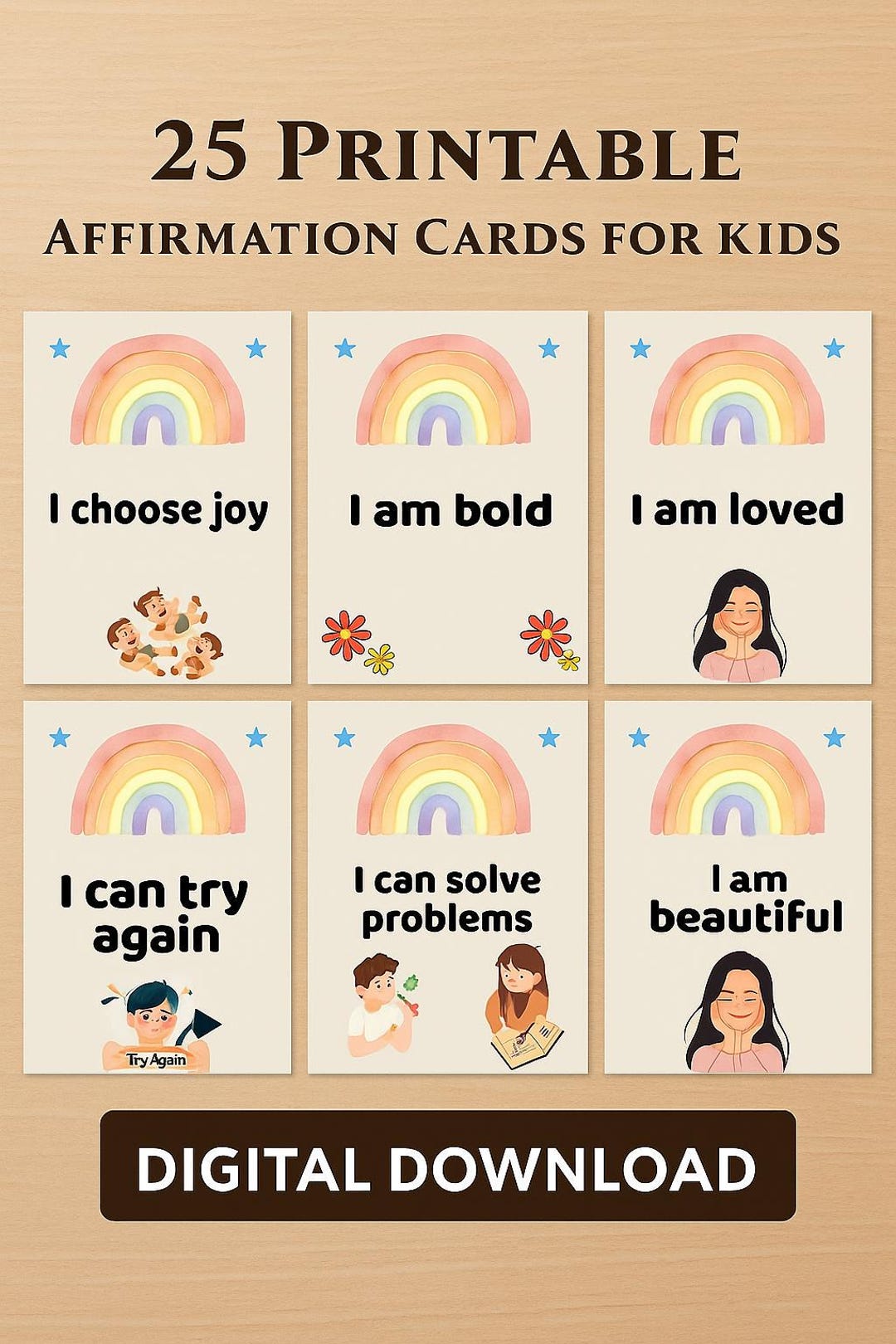 Children’s Affirmation Cards Printable | Positive Mindfulness Growth ...
