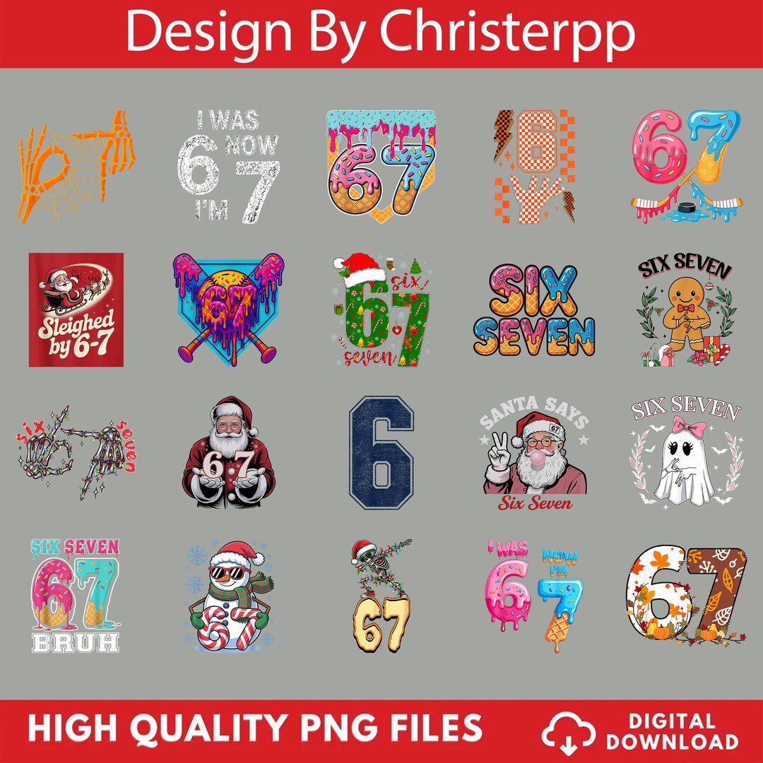 Trendy Funny Six Seven Bundle Png, Funny 6 7 Design Png, Six Seven Meme ...