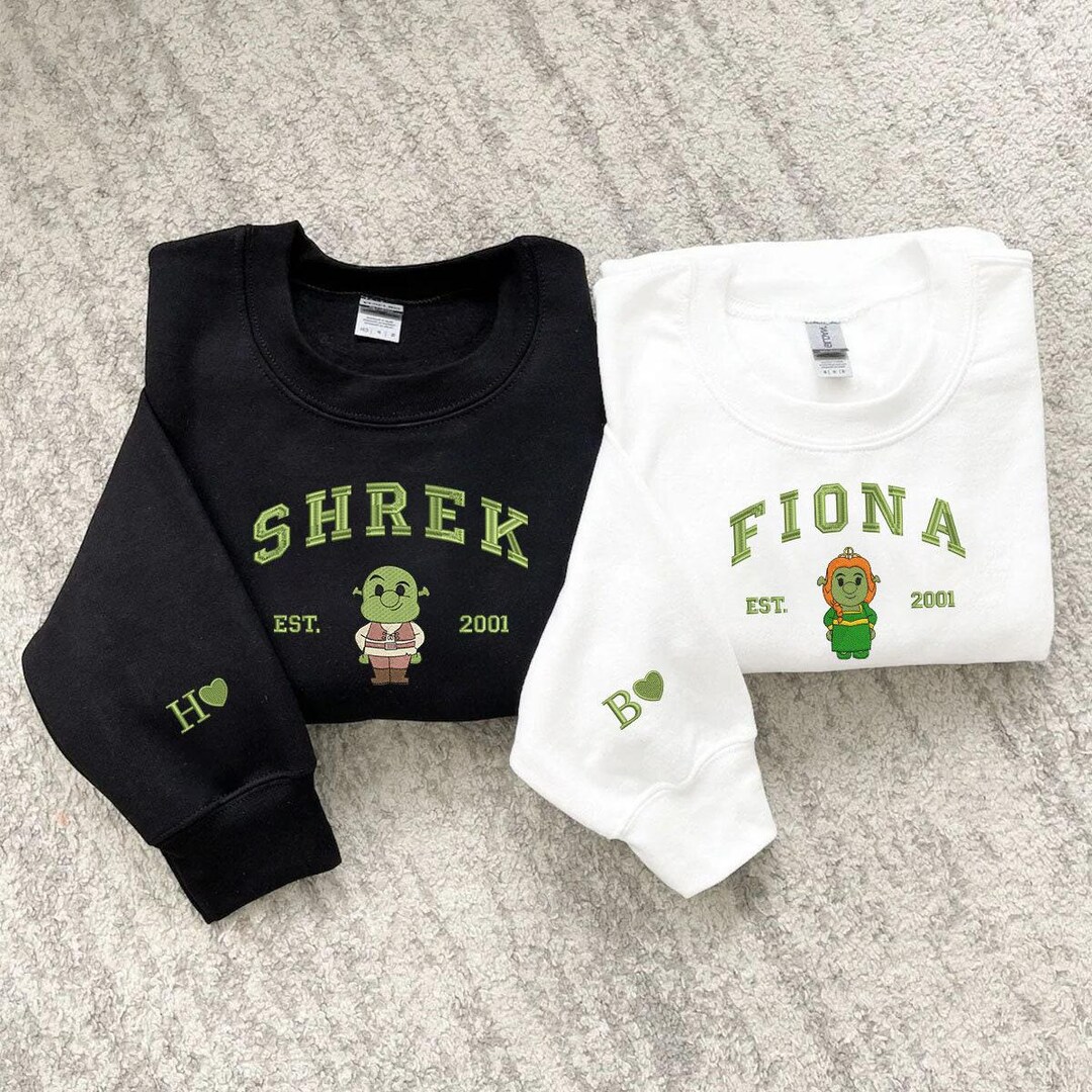 Embroidered Shrek and Fiona Couple Sweater, Cartoon Couple Shirt ...
