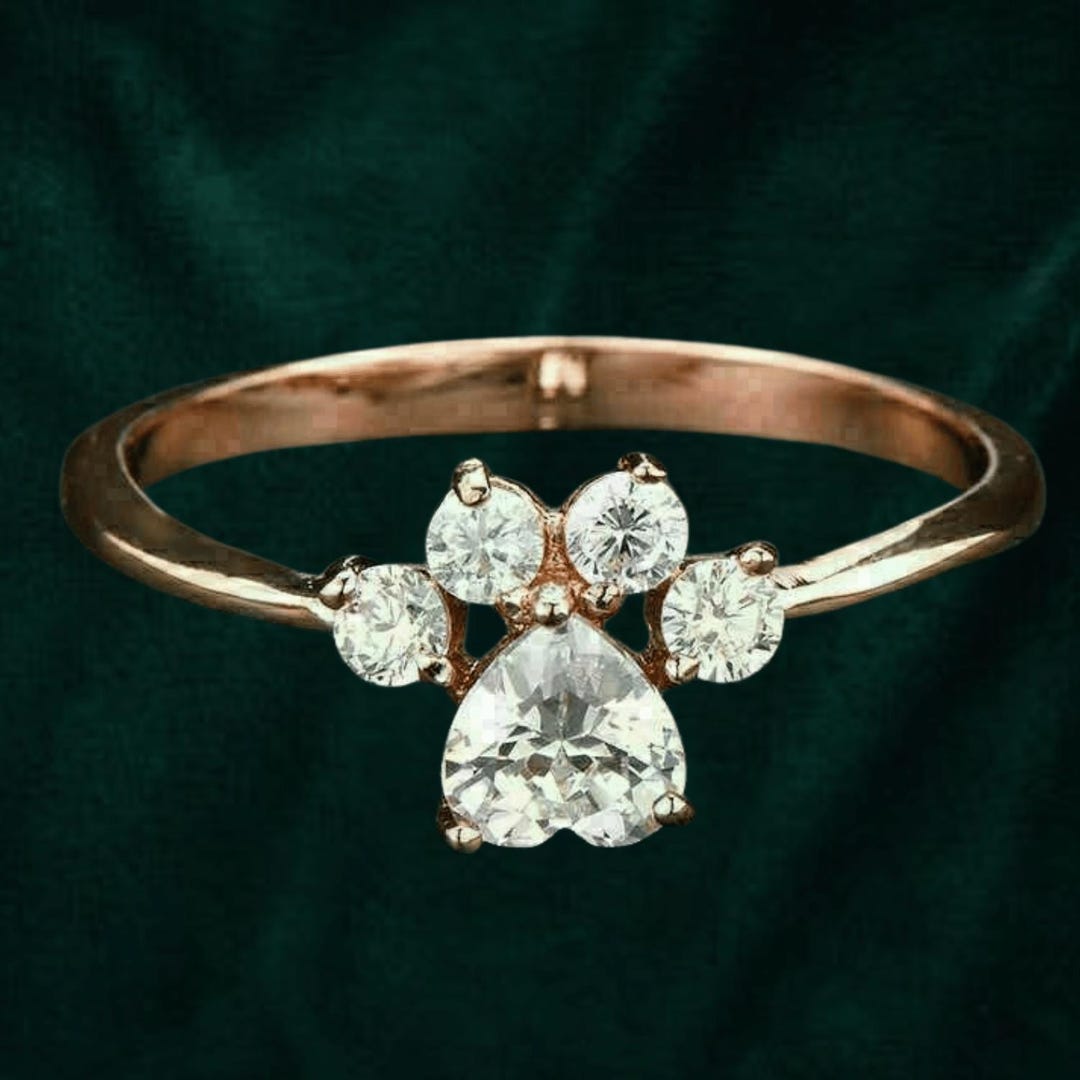 Paw Print Diamond Ring | Pet Memorial Jewelry | Pet Lover Engagement ...