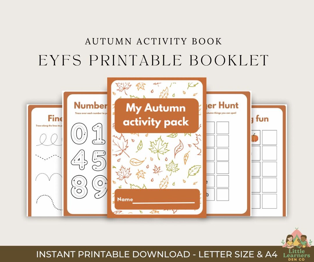 Autumn Activity Book: EYFS Printable Worksheets for Kids (digital ...