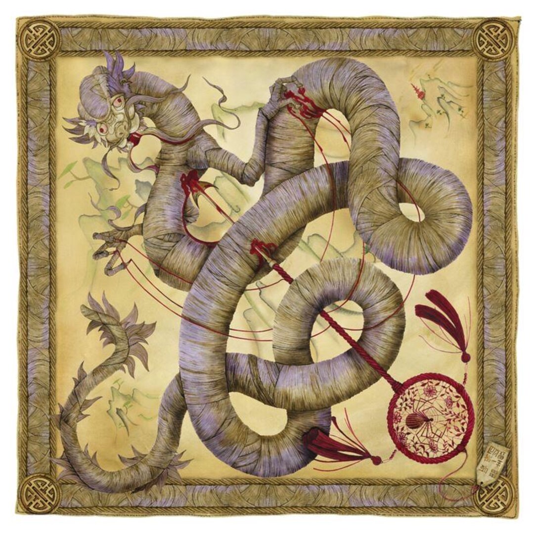 The ‘opium Dragon’ Illustrated Silk Satin Scarf - Etsy