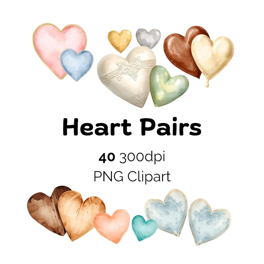 Watercolor Love Heart PNG, 40 Romantic Graphics Clipart, Card ...