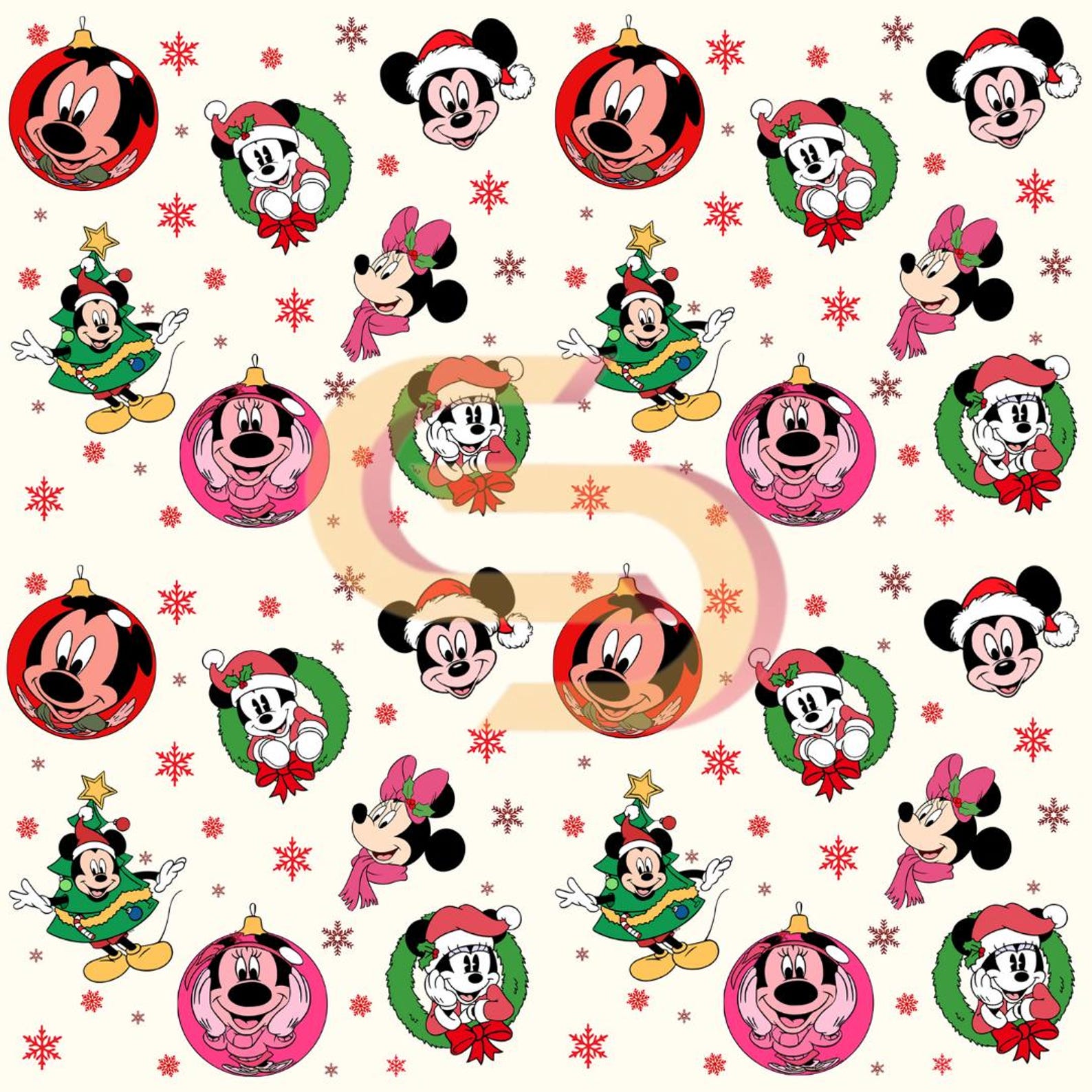 Festive Mouse Head Seamless Pattern | Cartoon Christmas Ornament ...