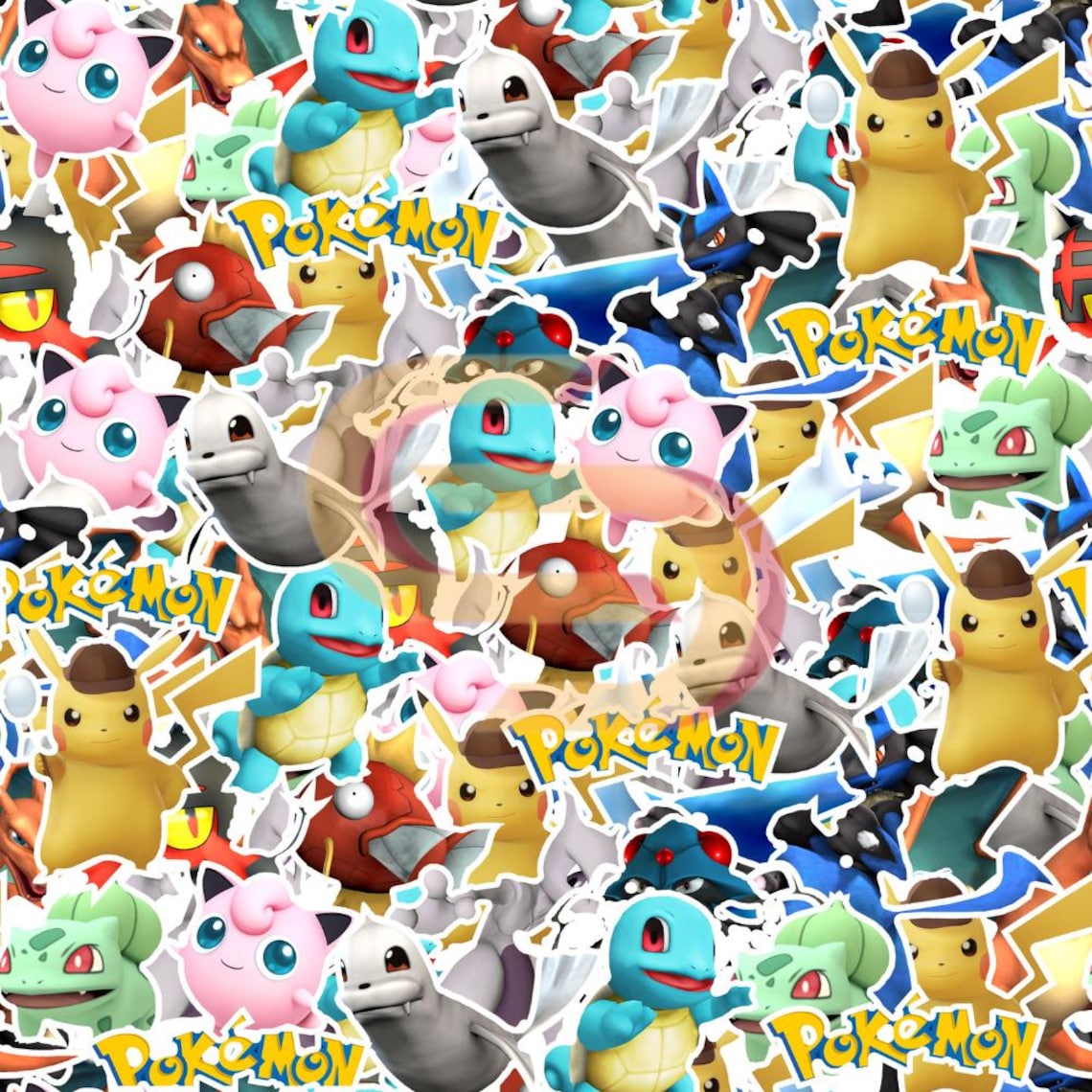 Seamless Pikachu Pokeball Pattern | Cute Pokemon Digital Paper | Blue ...