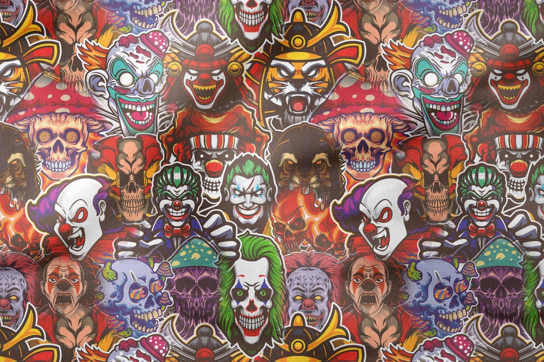 Horror Seamless Pattern | Digital Paper | Clown Jester Skull Print ...