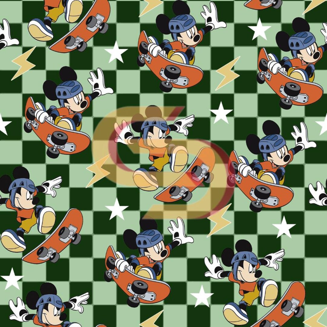 Skateboarding Mickey Mouse Seamless Pattern | Cool Cartoon Digital ...