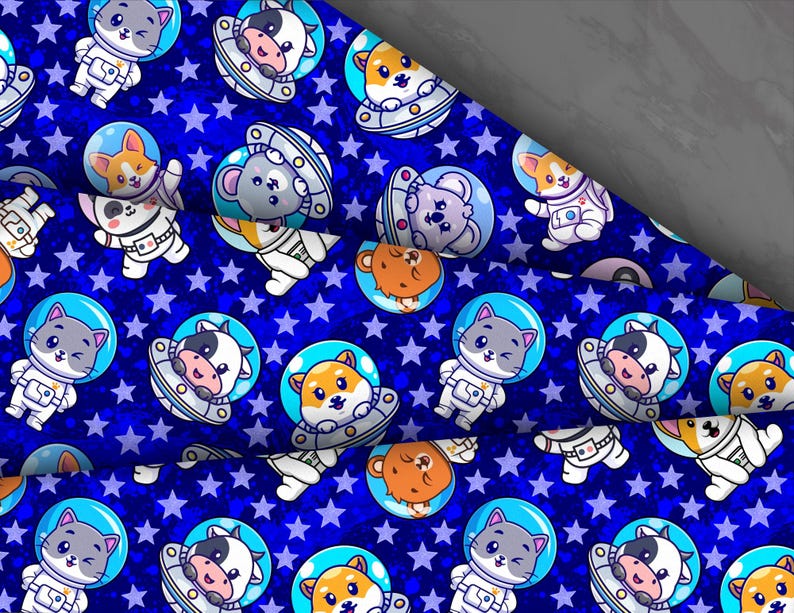 Kawaii Space Animals Clipart | Digital Background | Koala Panda Cat Dog ...