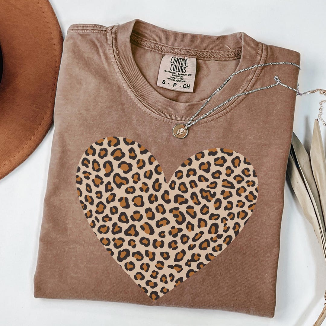 Comfort Colors®leopard Heart Shirt, Valentine Heart T-shirt, Cute ...