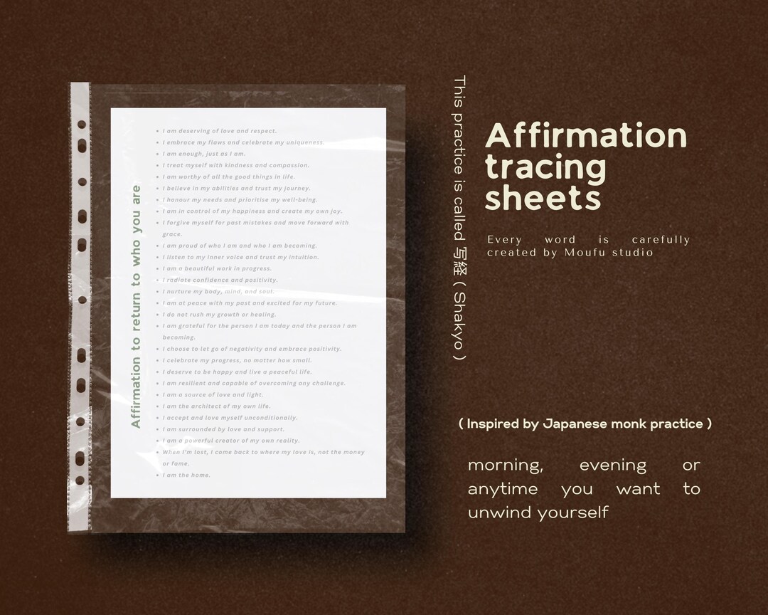 Affirmation Tracing Printable Worksheets Japanese Monk Zen Practice ...