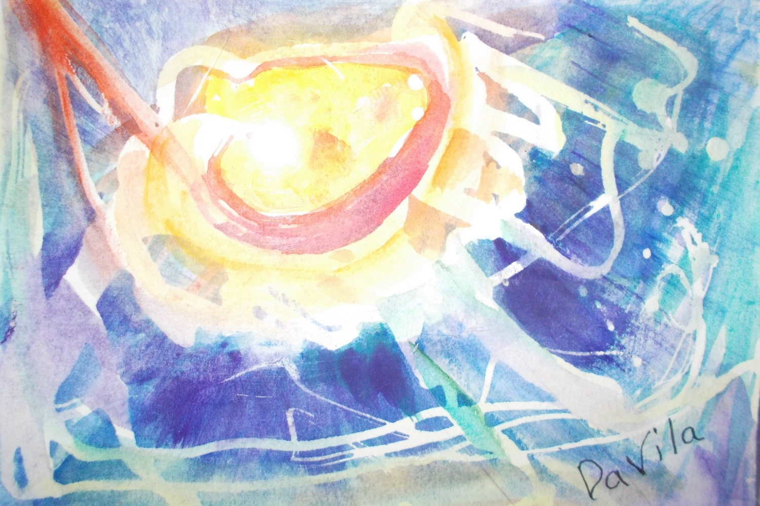 Original Outer Space Watercolor Painting Direct From Texas Artist 5x7 ...