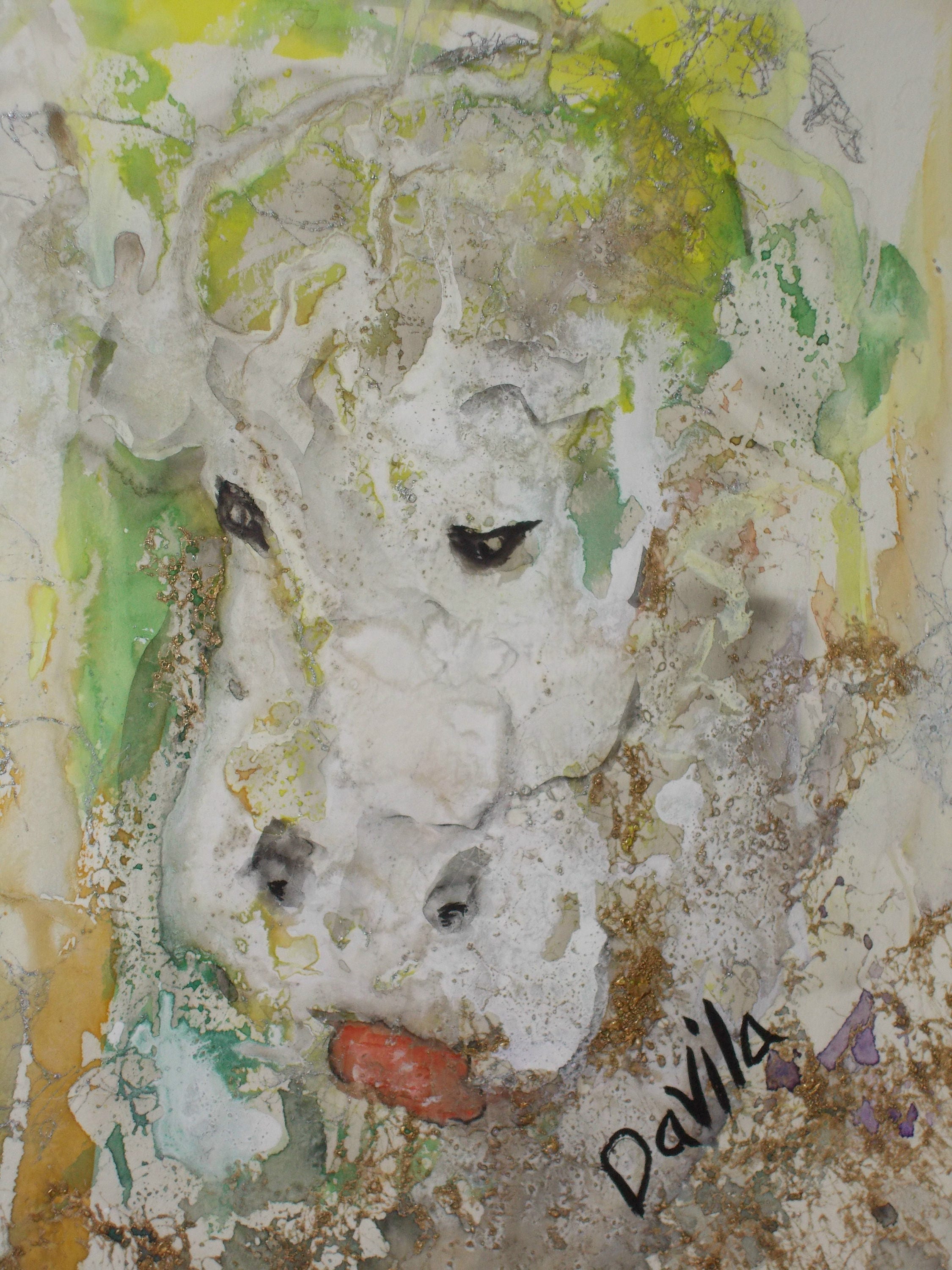 Original Sweet Cow Abstract Watercolor Painting Hand Painted by Texas ...