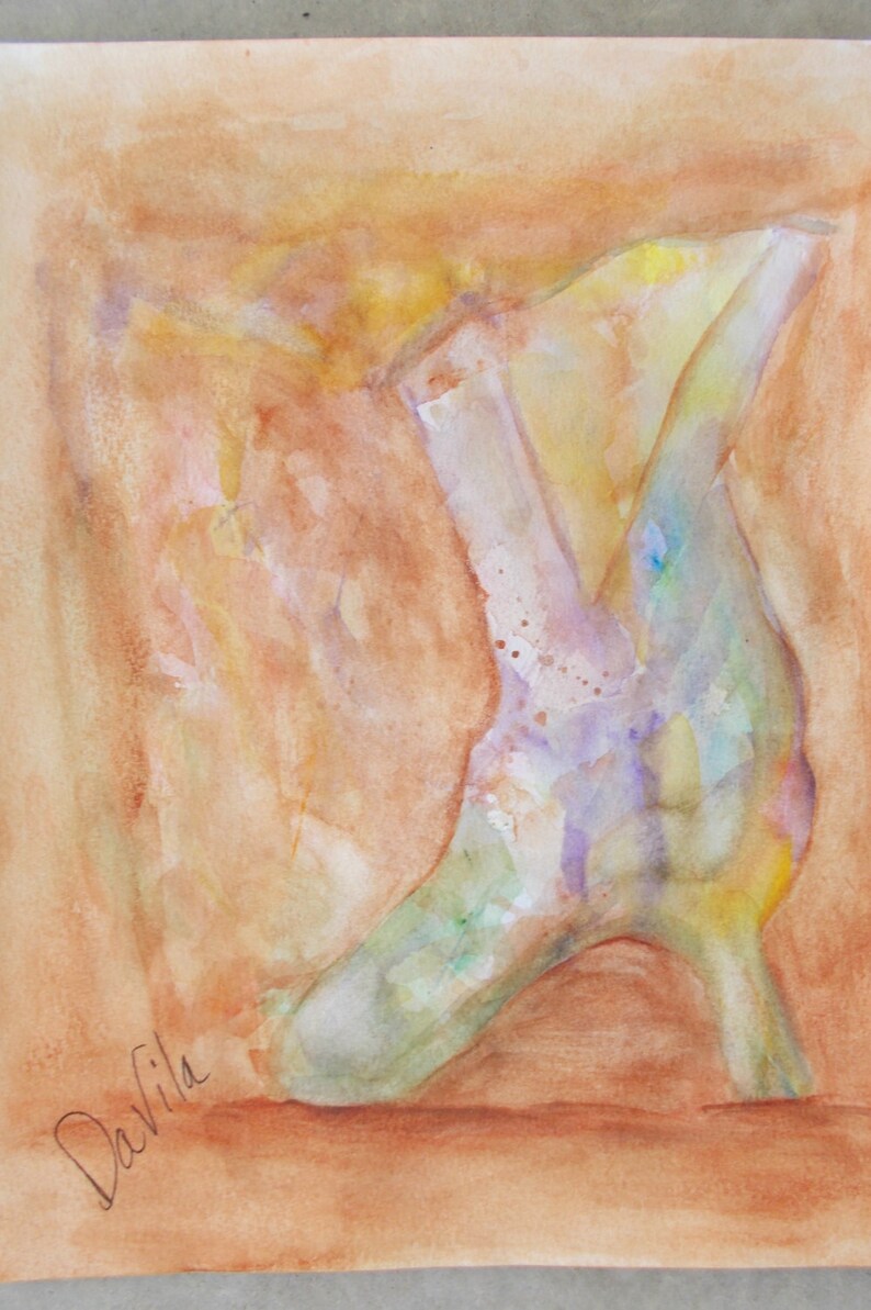 Original the Shoe Watercolor Abstract Painting Hand Painted by US ...