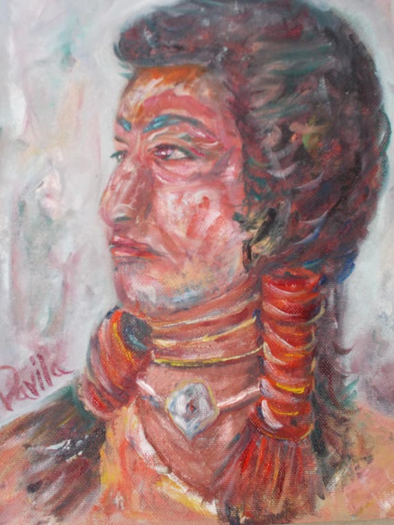 Indian Brave original collectible oil painting hand painted by | Etsy