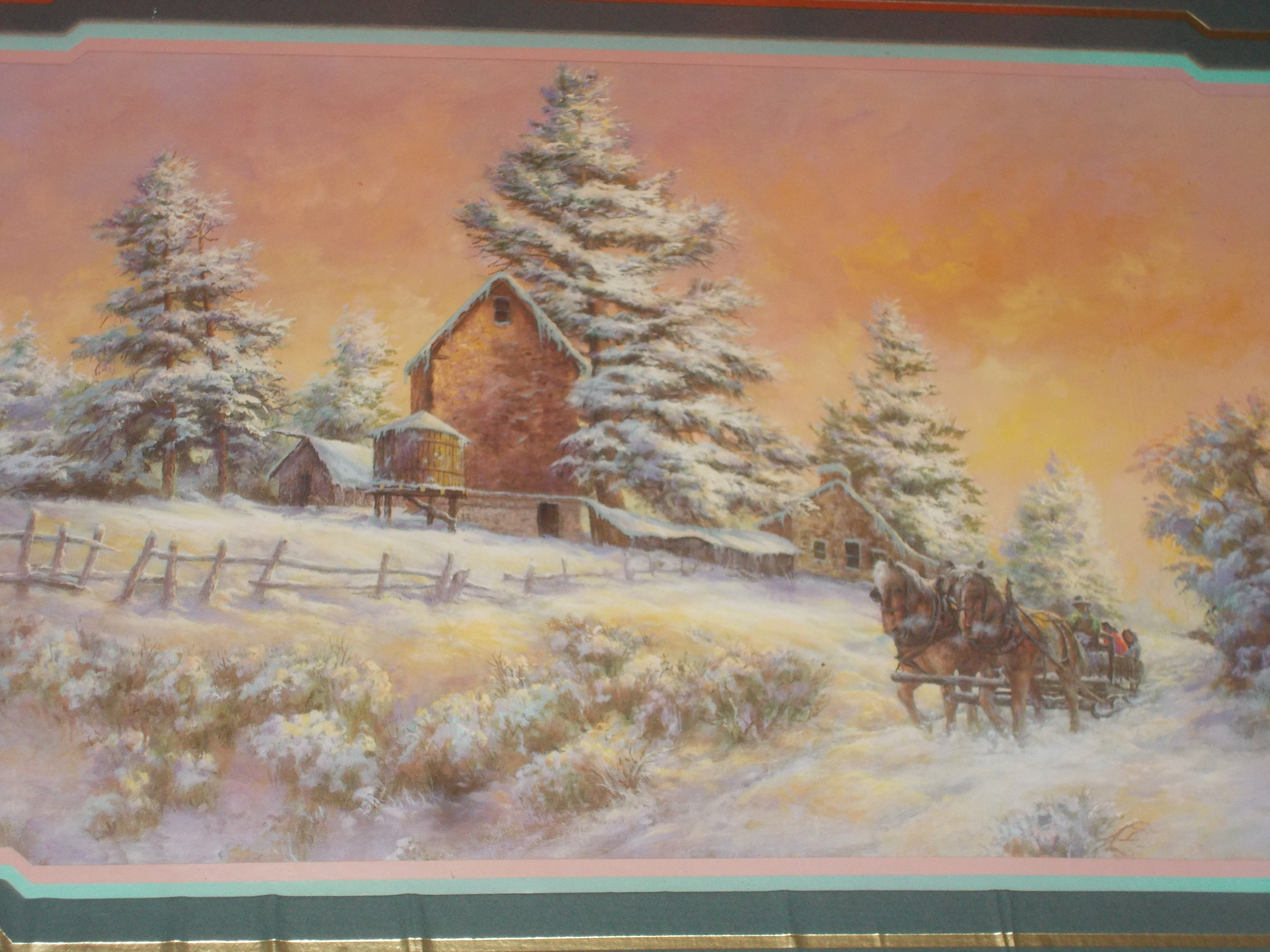 Vintage Snow Scene Print by Lee K Parkinson, Signed, Matted and Framed ...