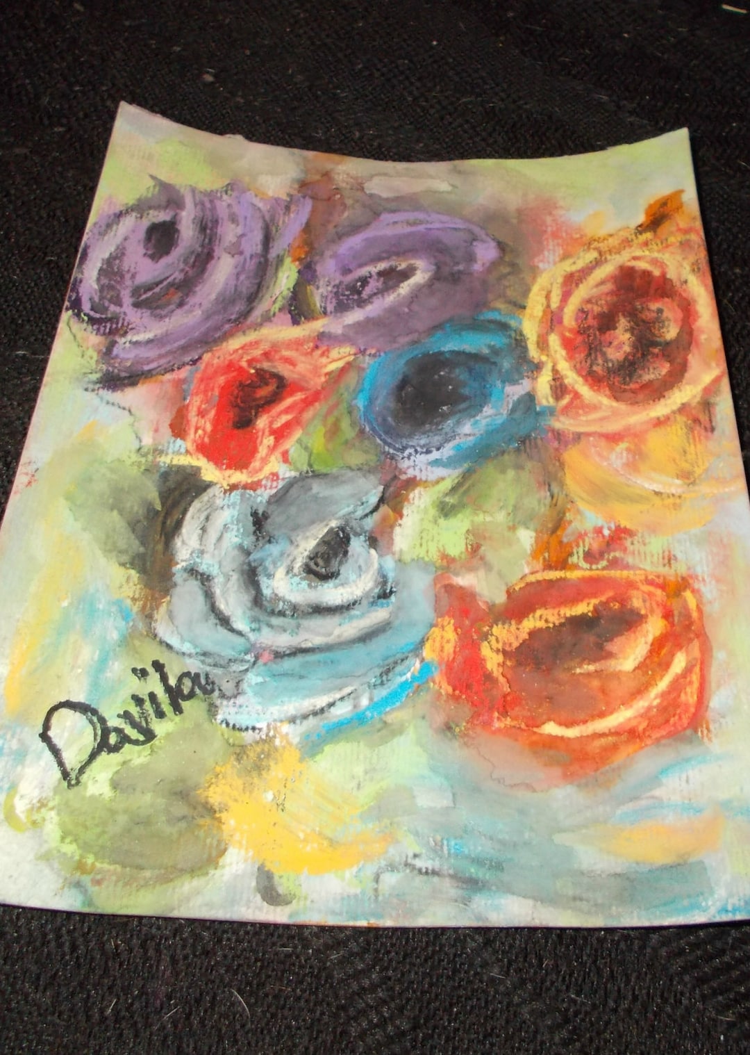 Original Colorful Mixed Media Floral Still Life Direct From Texas ...