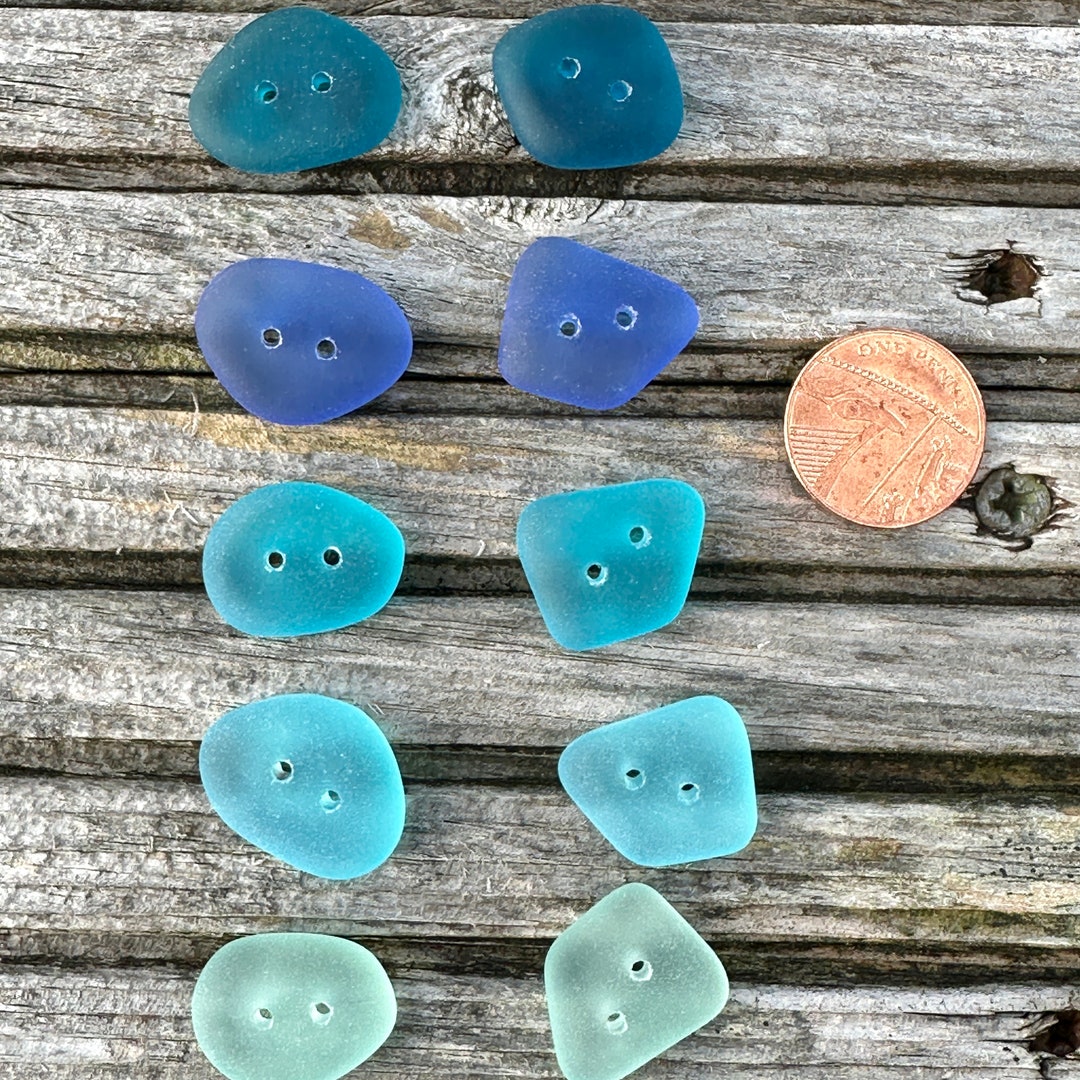 4 Pieces Cultured Sea Glass Buttons, 18-22 X 15-17mm Colour Options - Etsy