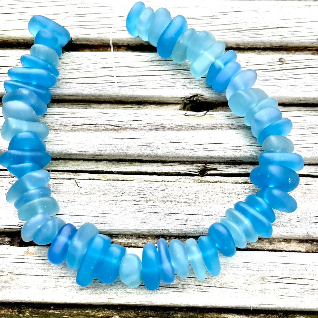 1 Strand Cultured Sea Glass Pebble Beads 6-9mm Drilled Semi-opaque ...