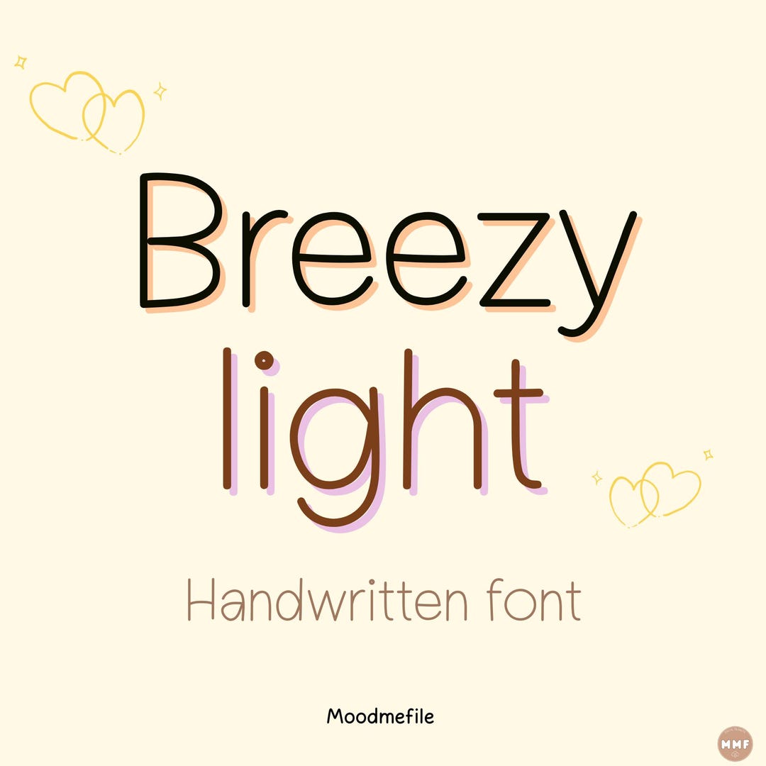 Breezy Light Handwritten Font: Playful Script (OTF + TTF) - Etsy
