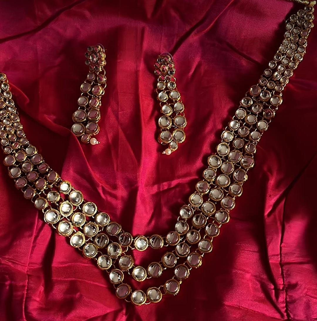 Kundan Polki Necklace Set: Indian Wedding Jewelry - Etsy
