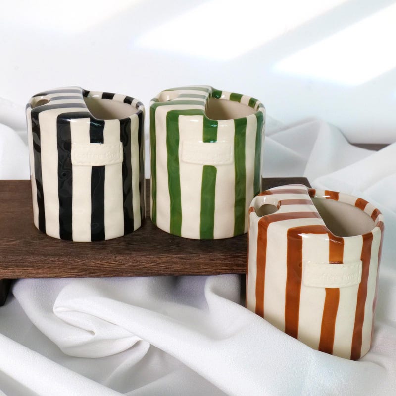 Green Striped Coffee Mugs - Etsy