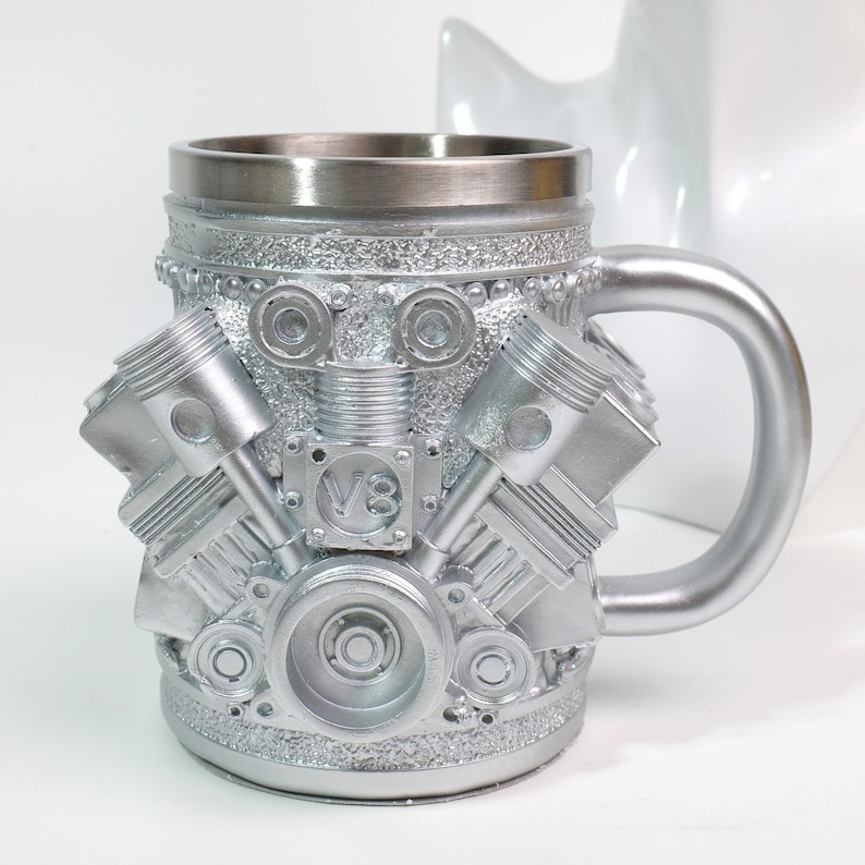 V8 Engine Resin Mug | 3D Engine Coffee Mug With Stainless Steel ...