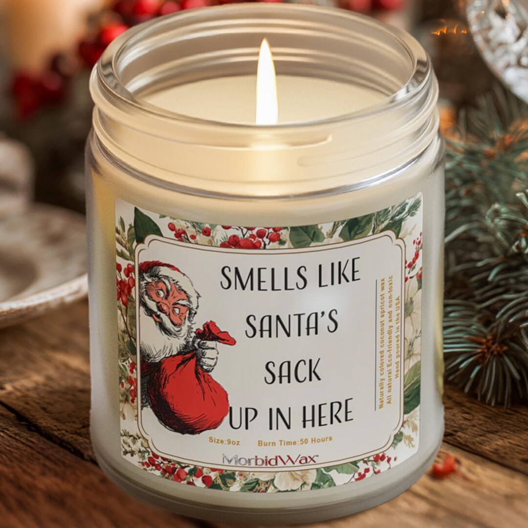 Smells Like Santa's Sack Funny Christmas Candle Christmas Gag Gift ...