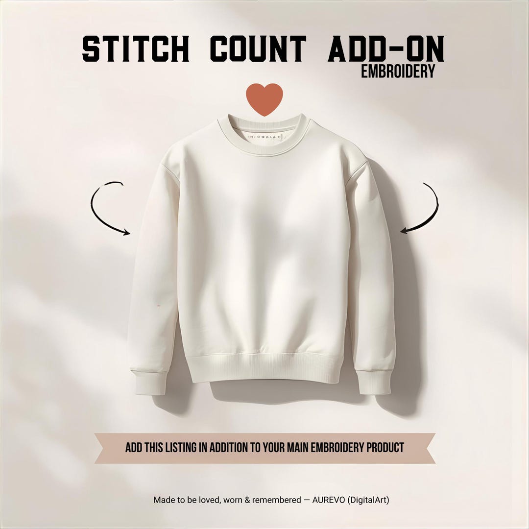 Embroidery Add-on | Based on Stitch Count | Custom Complexity Levels - Etsy