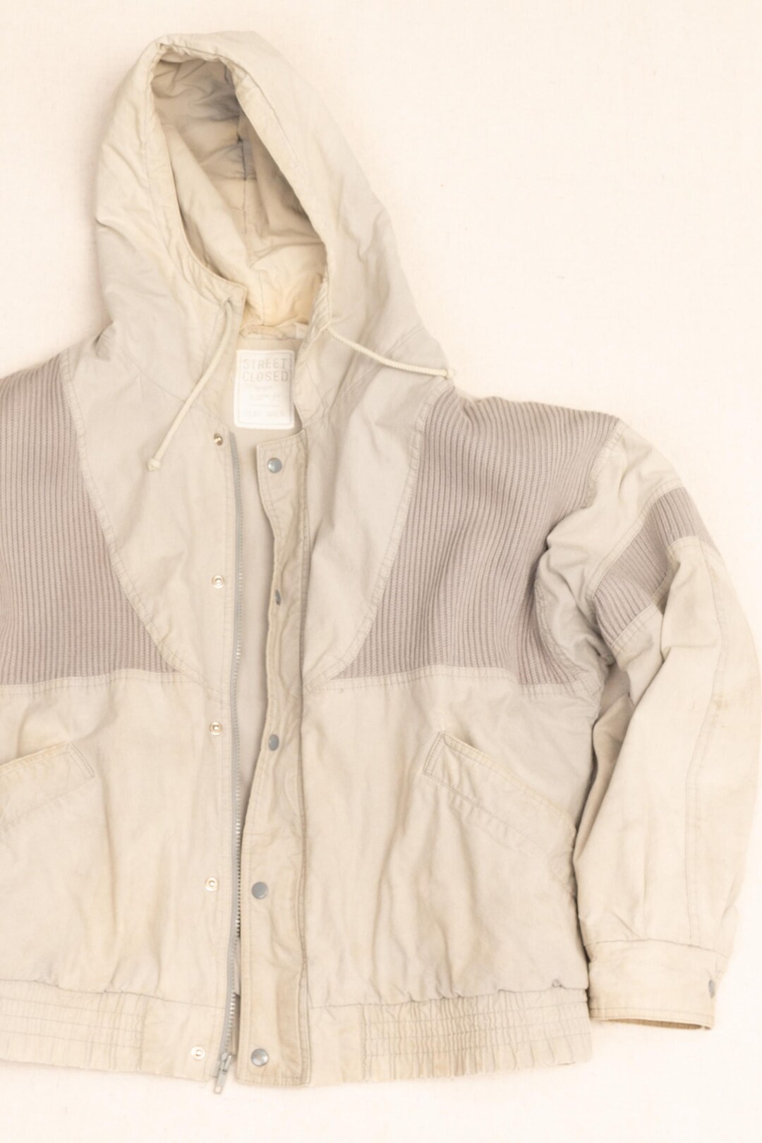 Vintage Street Closed Hooded Puffer Jacket | Beige Utility Winter ...