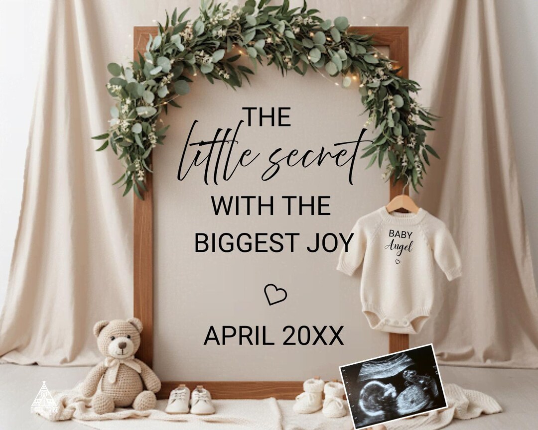 Rustic Secret Pregnancy Announcement Template: Minimalist Social Media ...