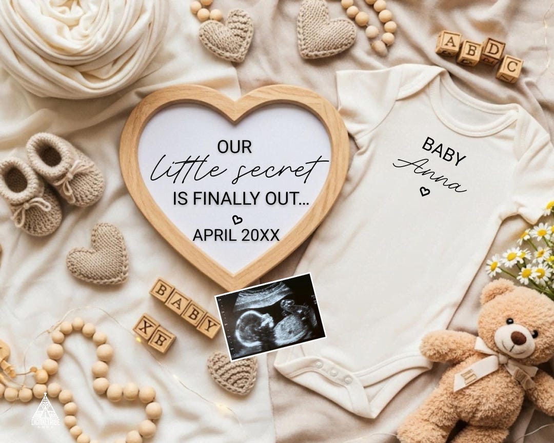 Little Secret Pregnancy Announcement Digital, Keeping a Secret Baby ...