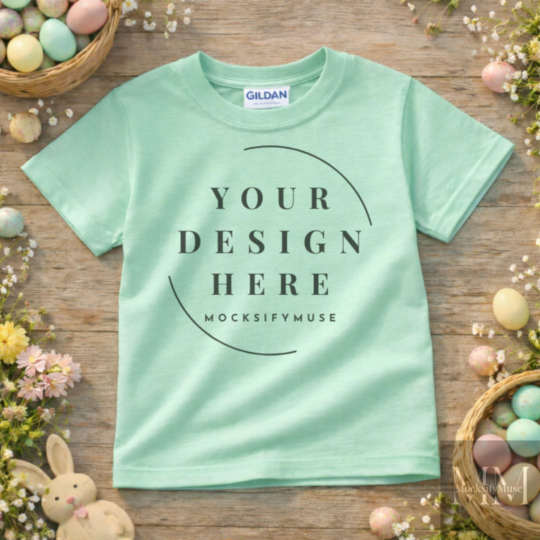 Gildan 5000b Mint Green T-shirt Mockup: Easter Design Digital Download ...