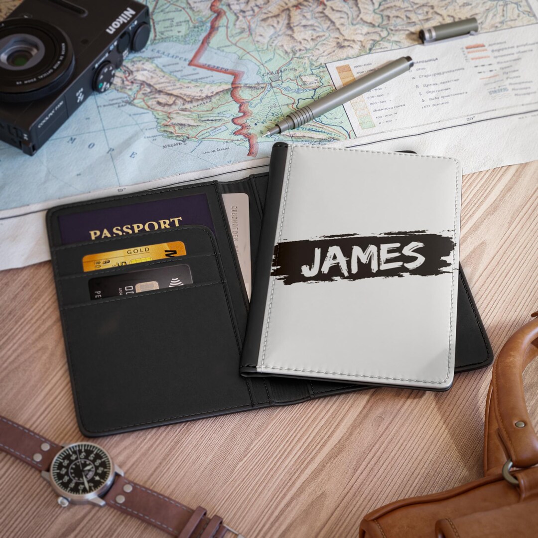 Brush Stroke Name James Passport Cover | Personalized Travel Passport ...