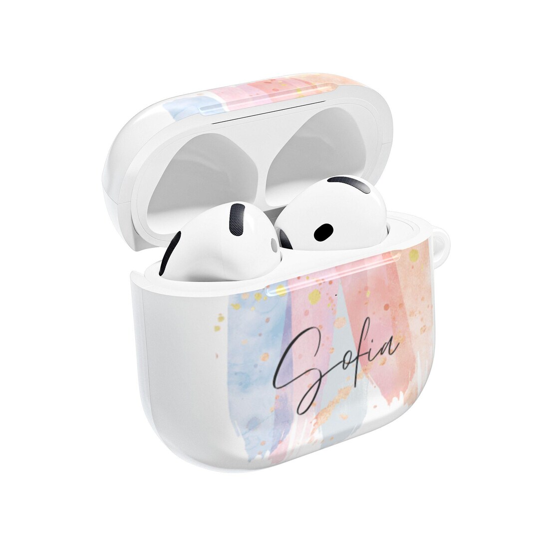 Personalized Pastel Watercolor Brushstrokes AirPod Case | Custom Name ...