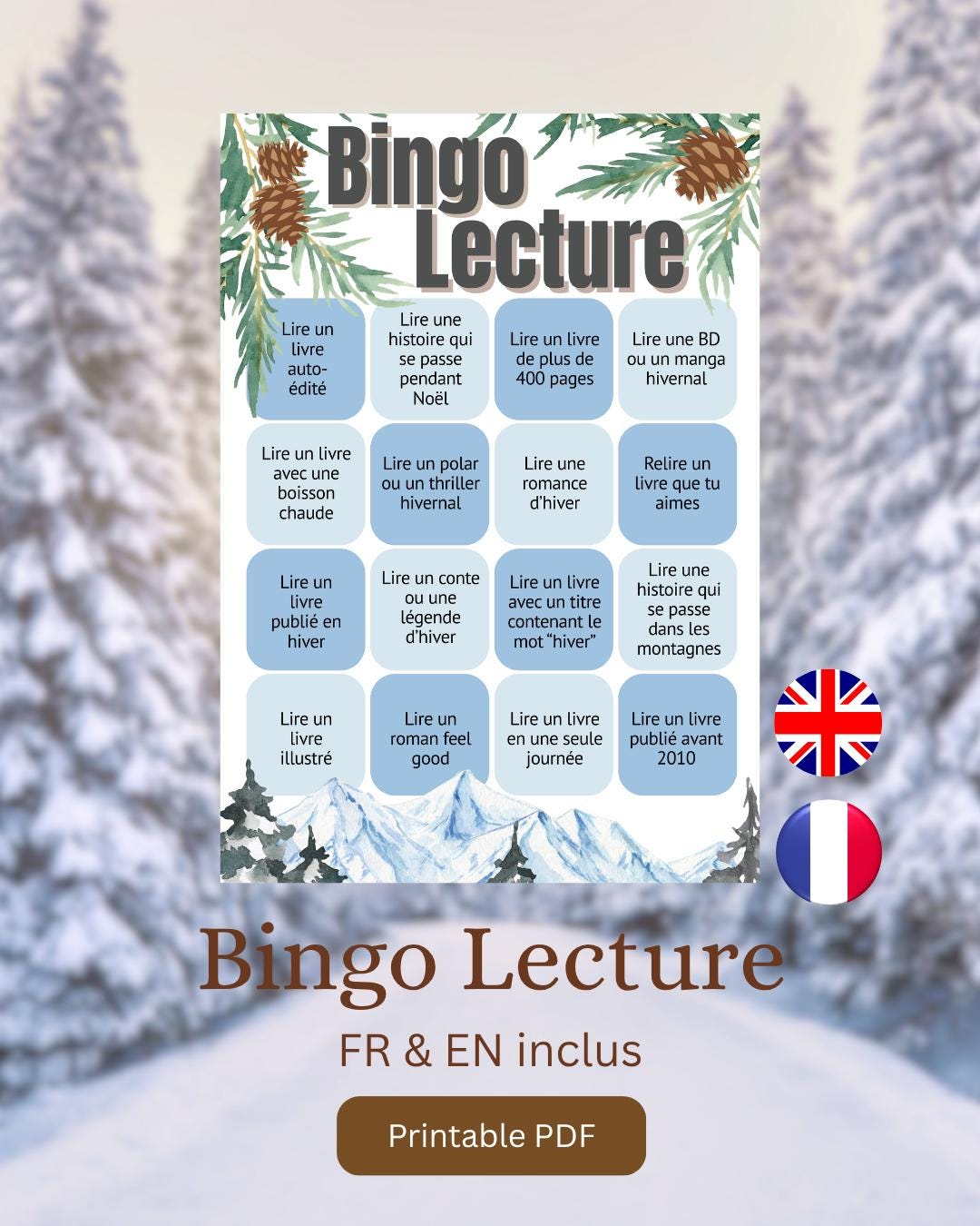 Winter Reading Bingo – Printable Reading Challenge (english + French ...