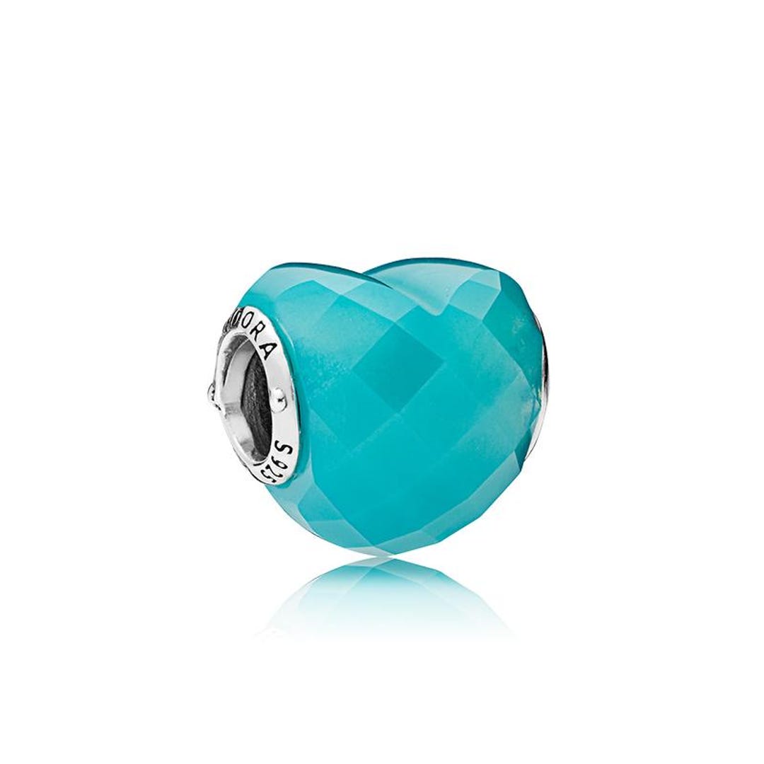 Pandora Shape of Love Charm Turquoise Blue Heart Faceted - Etsy