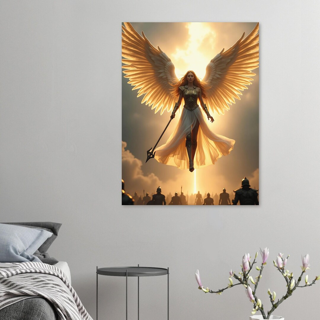 Angel Warrior Poster – Epic Fantasy Wall Art With Golden Armored Angel ...