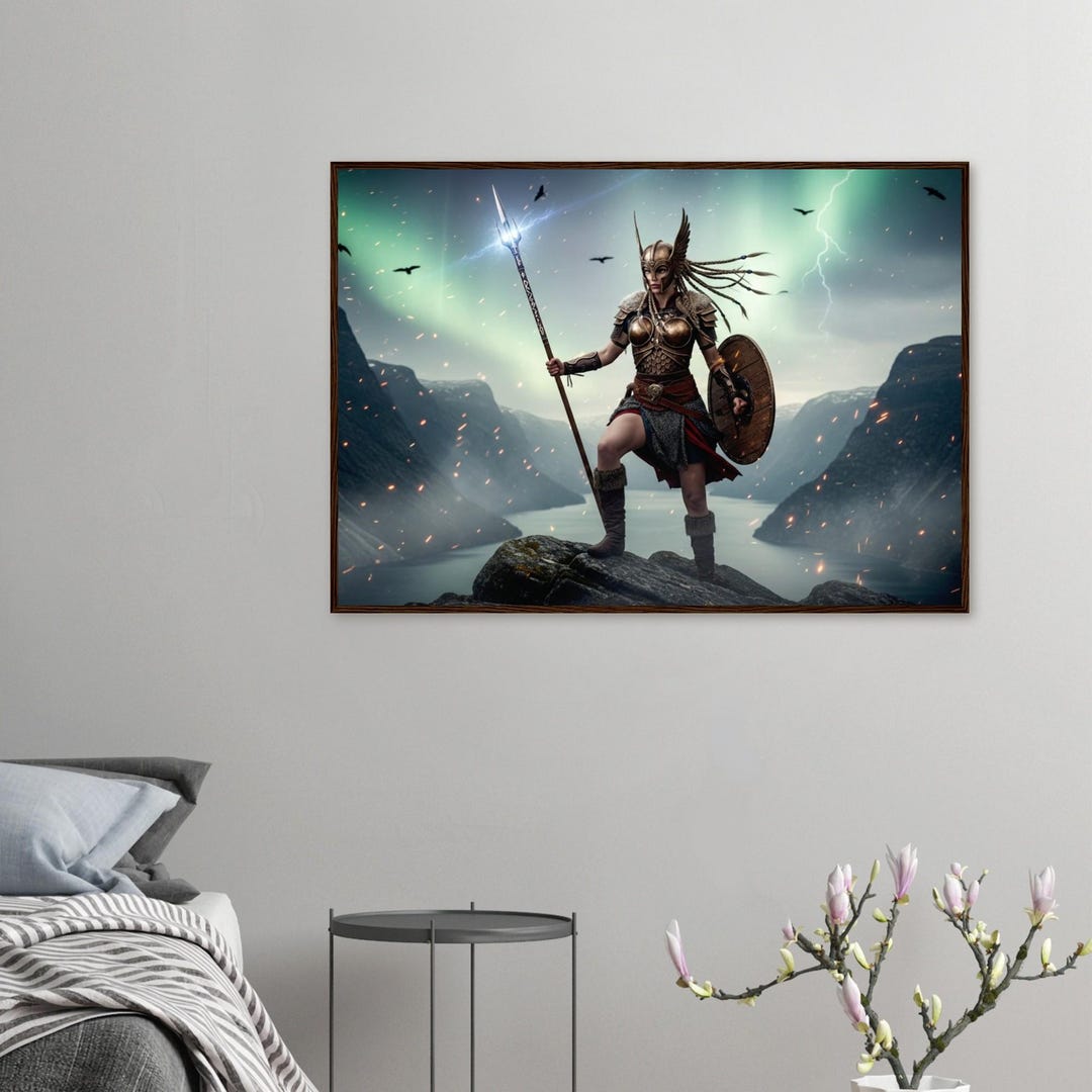 Valkyrie Poster With Wooden Frame – Epic Norse Mythology Fine Art Print ...