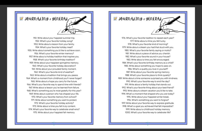 1,000 Writing Prompts Pack | Printable PDF for Creative Writing ...