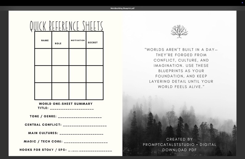 Worldbuilding Blueprint | Printable Templates for Fantasy & Sci-fi ...