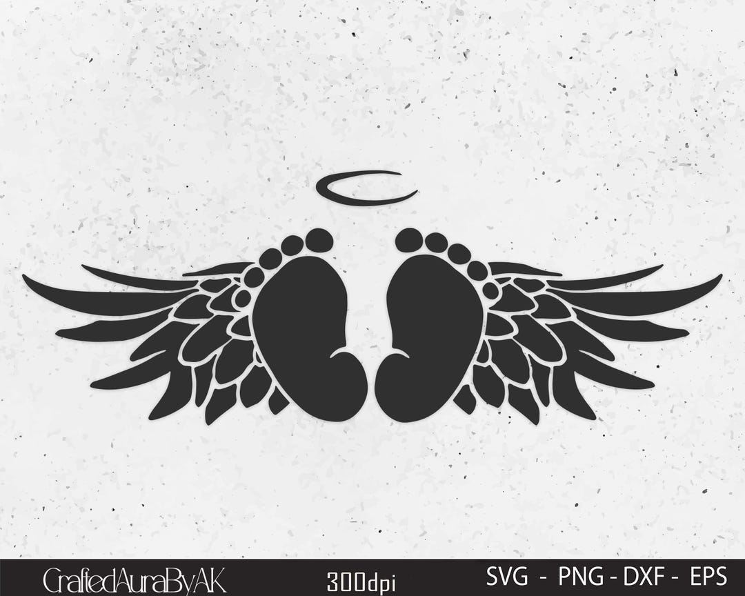 Baby Feet Angel Wings Instant Download SVG, PNG, EPS, Dxf, Digital ...