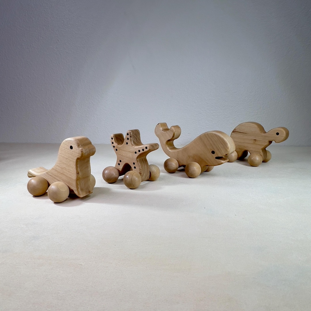 Handcrafted Wooden Sea Creature Toy: Alder Wood Body, Birch Wheels - Etsy