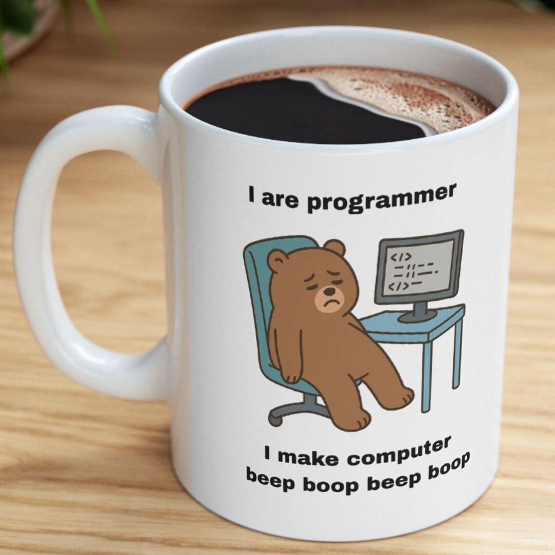 Cute Dog Typing at Computer Mug | Funny Pet Tech Illustration | I Are ...