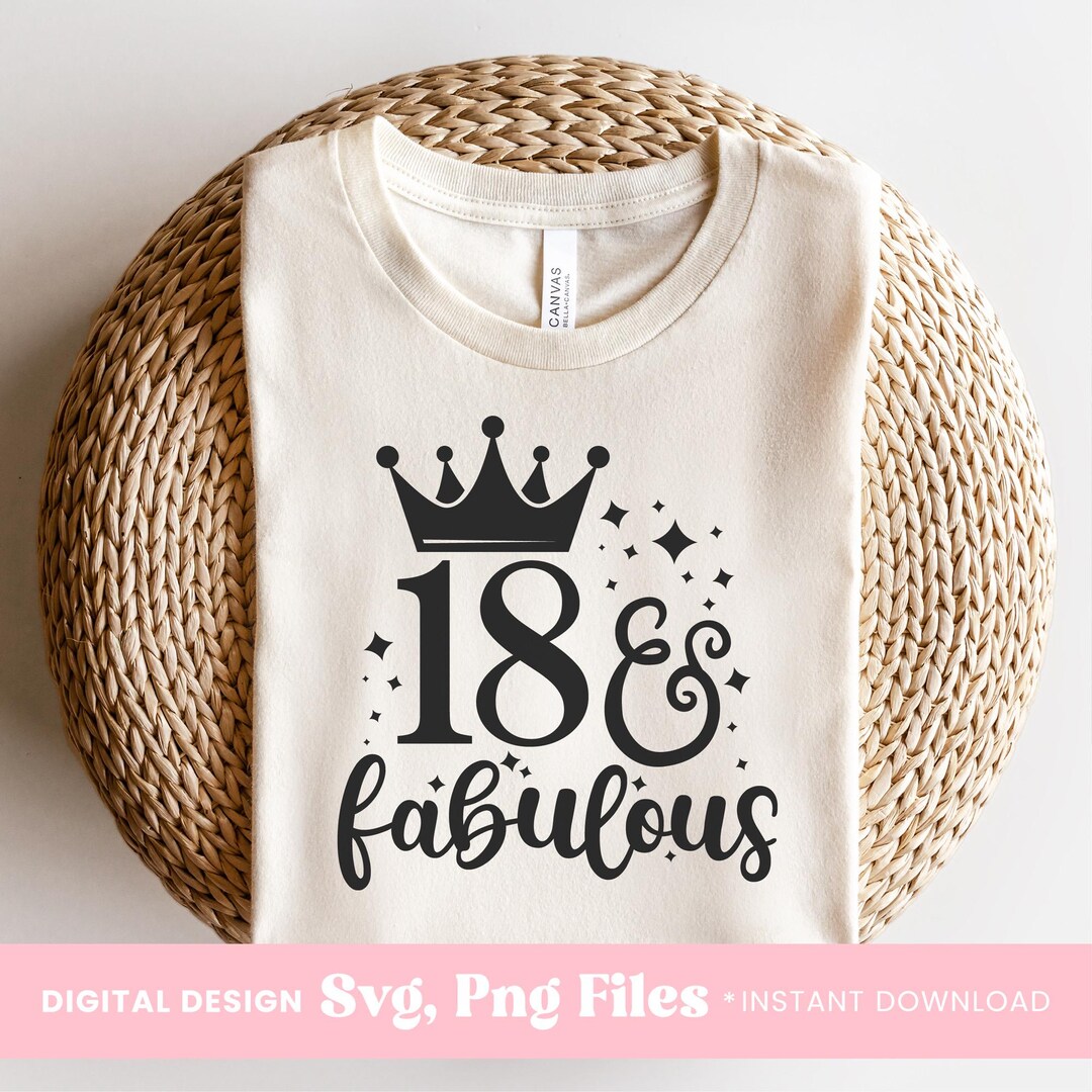 18 and Fabulous, 18th Birthday Design Silhouette, SVG, PNG Files ...