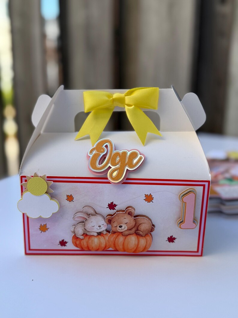 Fall Inspired Gable Favor Box • Pumpkin Bunny&bear Theme • First ...