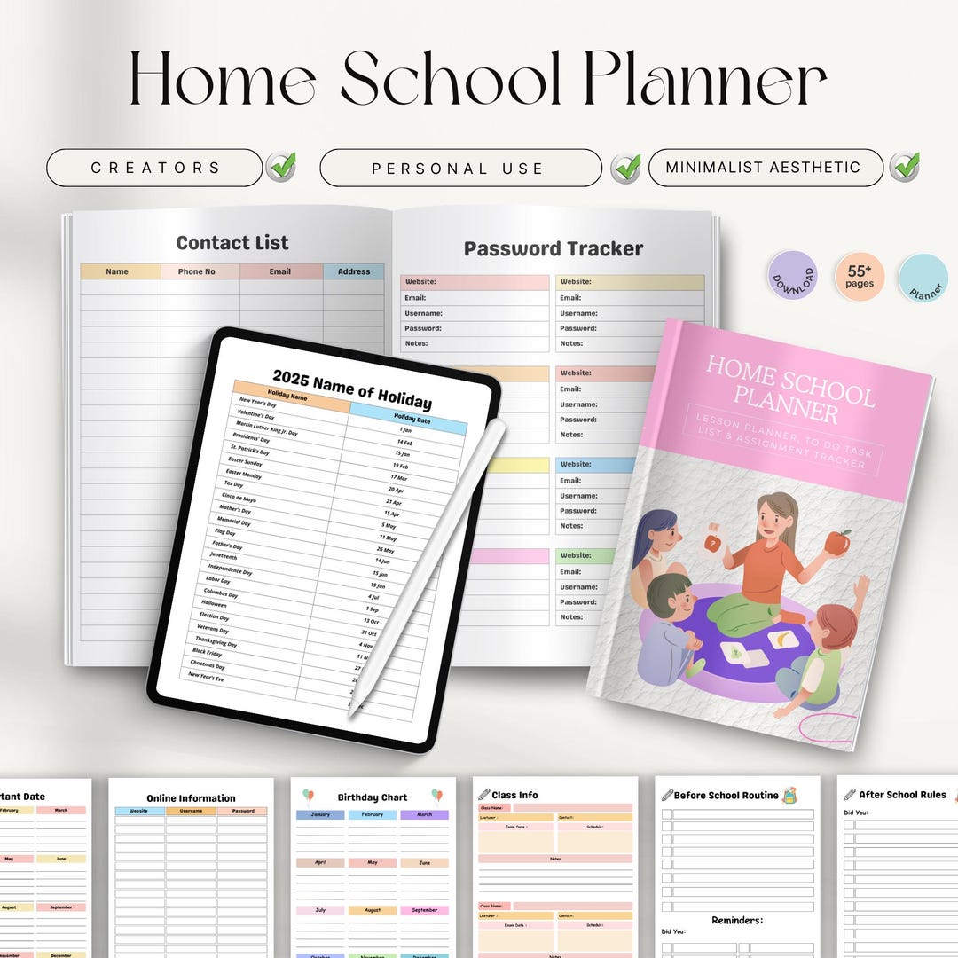 Homeschool Planner Printable: Lesson Plan Organizer & Student Tracker ...